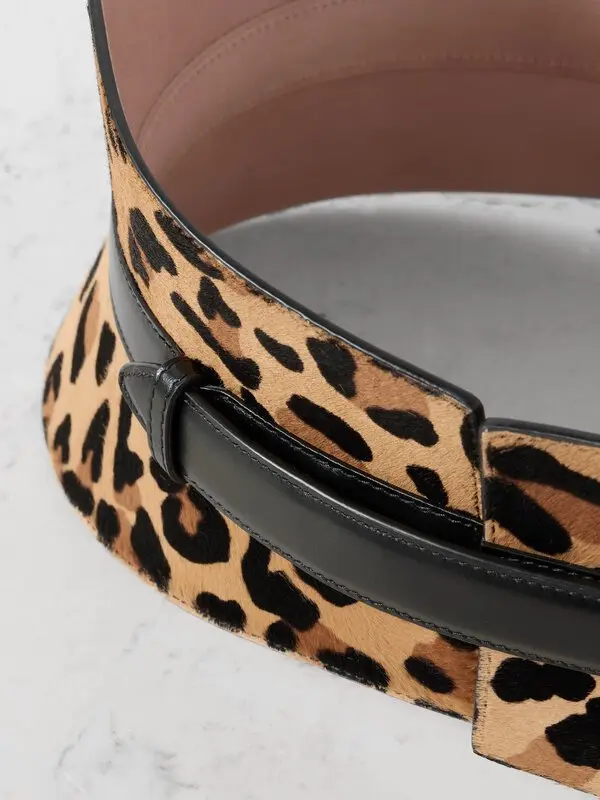 Alaïa Leather-trimmed Leopard-print Calf Hair Waist Belt