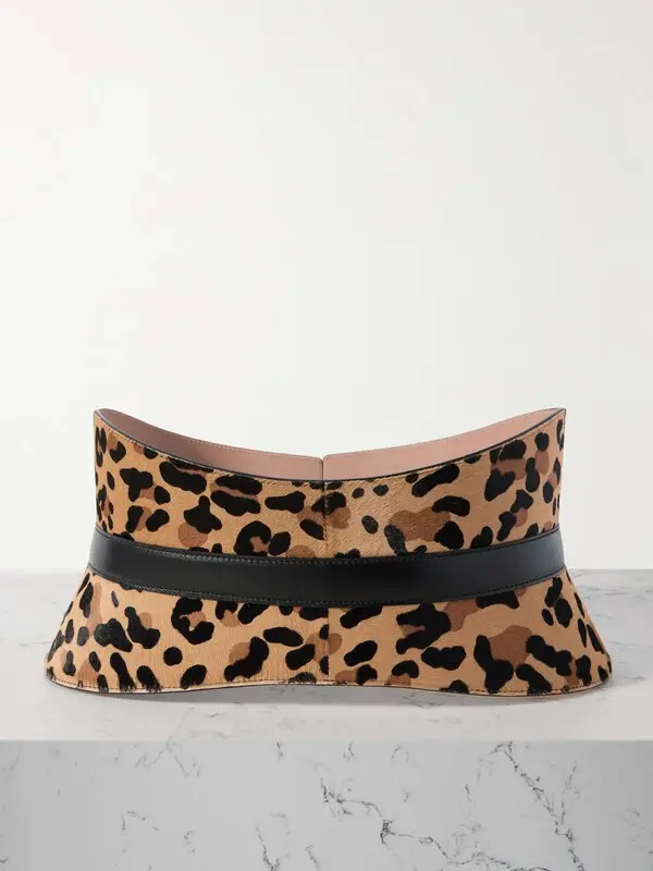 Alaïa Leather-trimmed Leopard-print Calf Hair Waist Belt