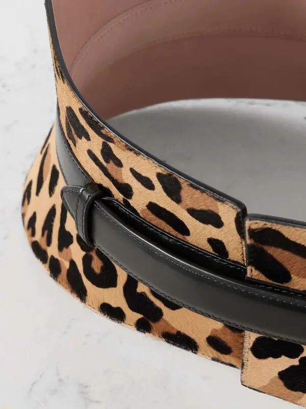 Alaïa Leather-trimmed Leopard-print Calf Hair Waist Belt