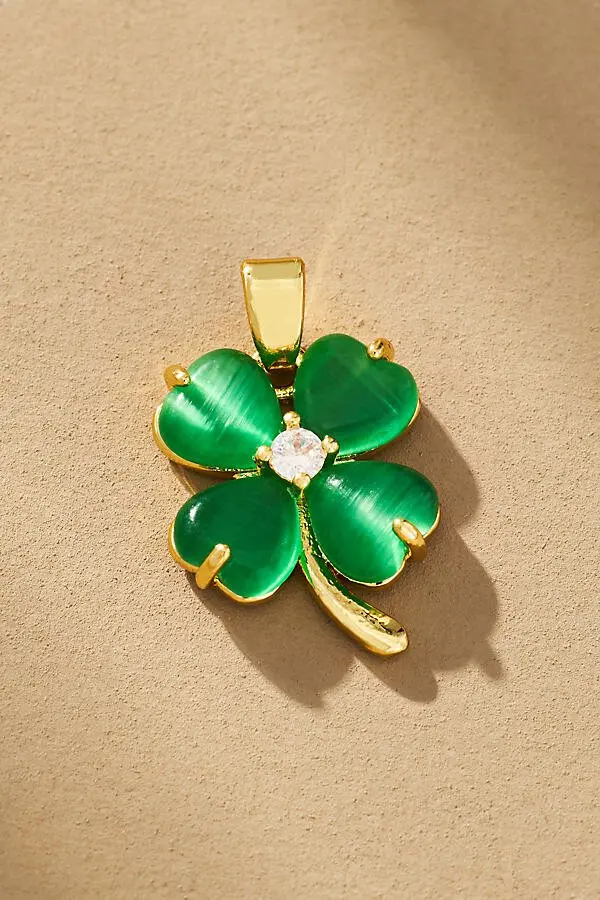 BOXBAR Green Gemstone Clover Charm - Gold