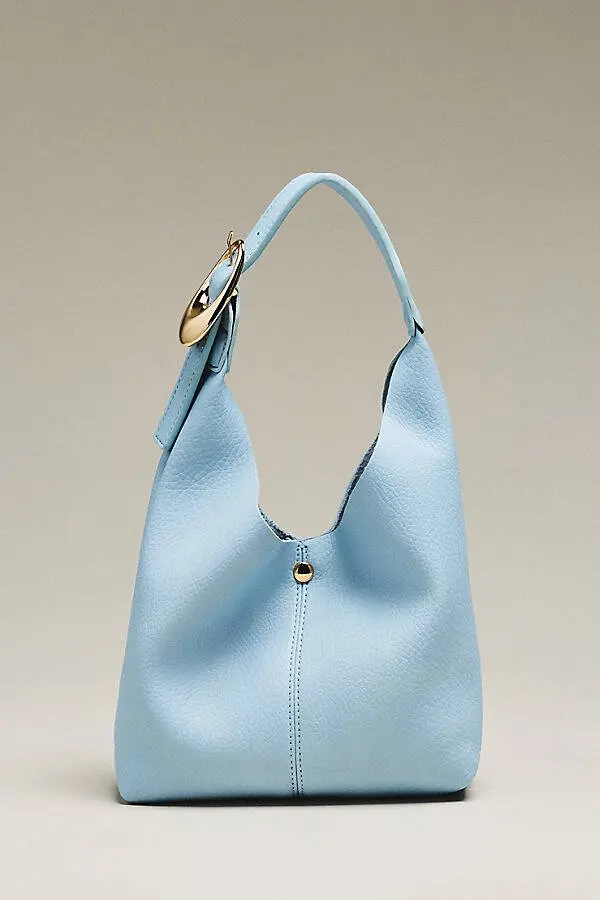 Anthropologie Love Knot Mini Buckle Slouchy Tote Bag - Light Blue