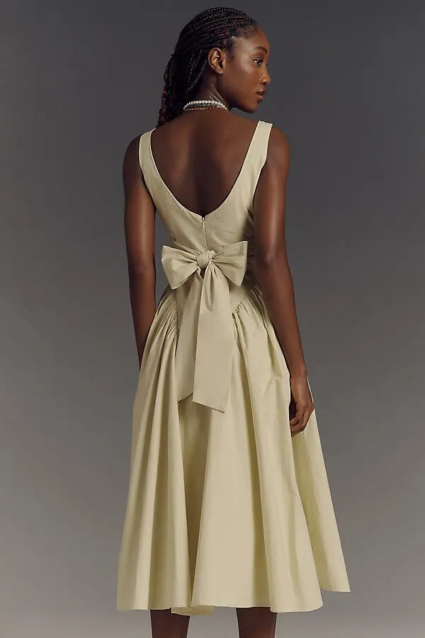 Astr The Label Square-Neck Basque-Waist Midi Dress In Green - 37% Off |  Editorialist