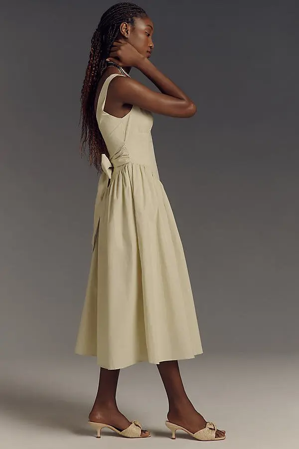 Astr The Label Square-Neck Basque-Waist Midi Dress In Green - 37% Off |  Editorialist
