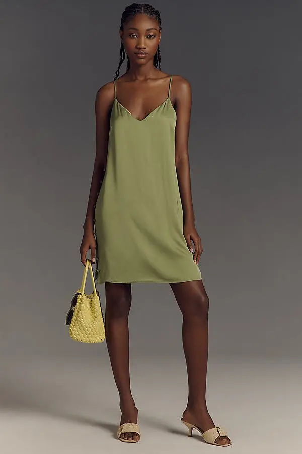 green mini slip dress Women's Green Slip Dress Mini Satin