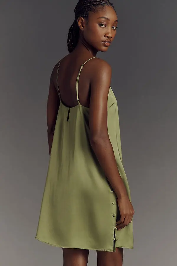 green mini slip dress Sparkle Strap Slip Dress – bebe main image 1