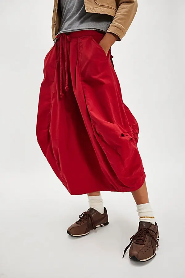 Free People Willow Poplin Maxi Skirt - Rubies