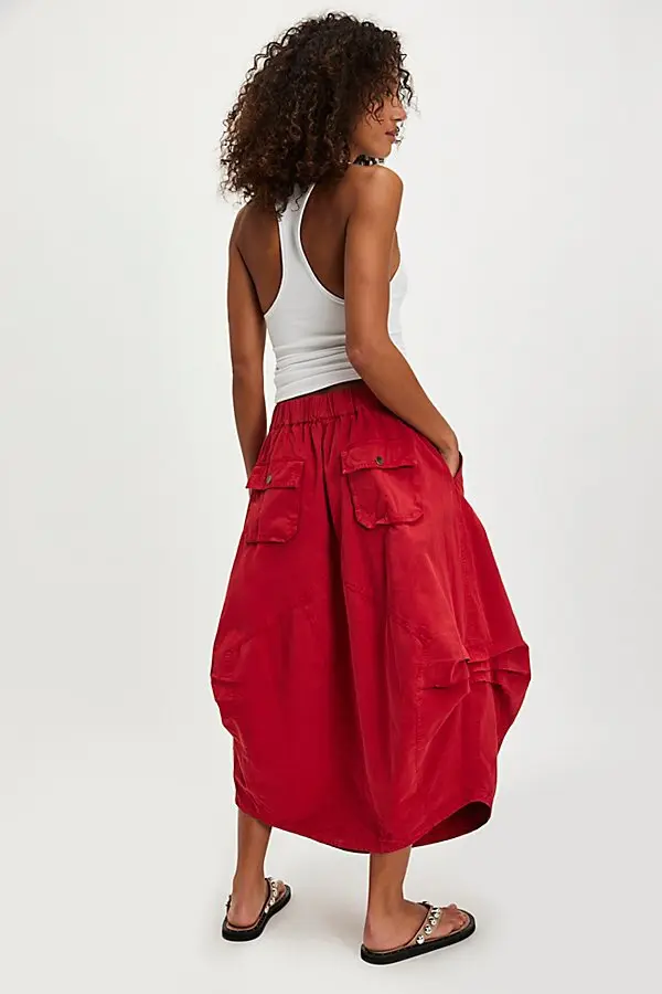 Free People Willow Poplin Maxi Skirt - Rubies