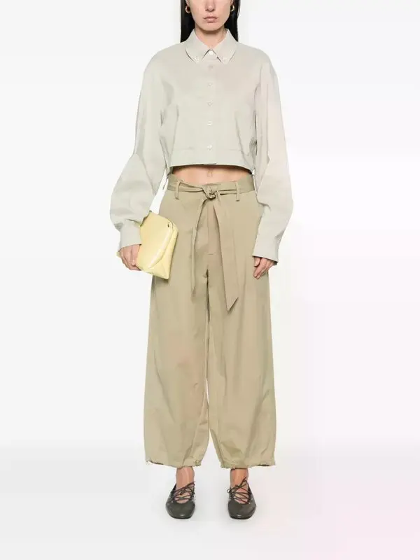 LOW CLASSIC Pocket Cropped Shirt - Green