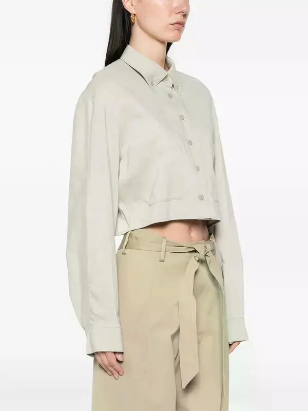 LOW CLASSIC Pocket Cropped Shirt - Green