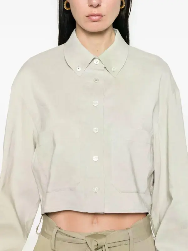 LOW CLASSIC Pocket Cropped Shirt - Green