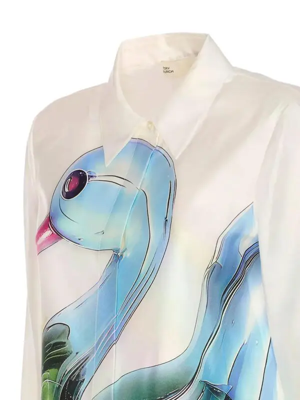 Tory Burch Lucky Duck Silk Shirt - White - 55% Off | Editorialist