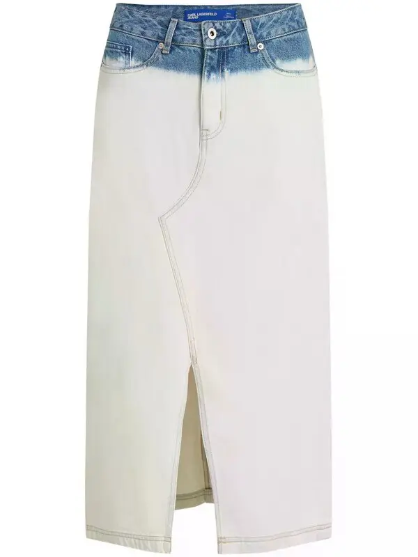Karl Lagerfeld Ombré Denim Midi Skirt - White