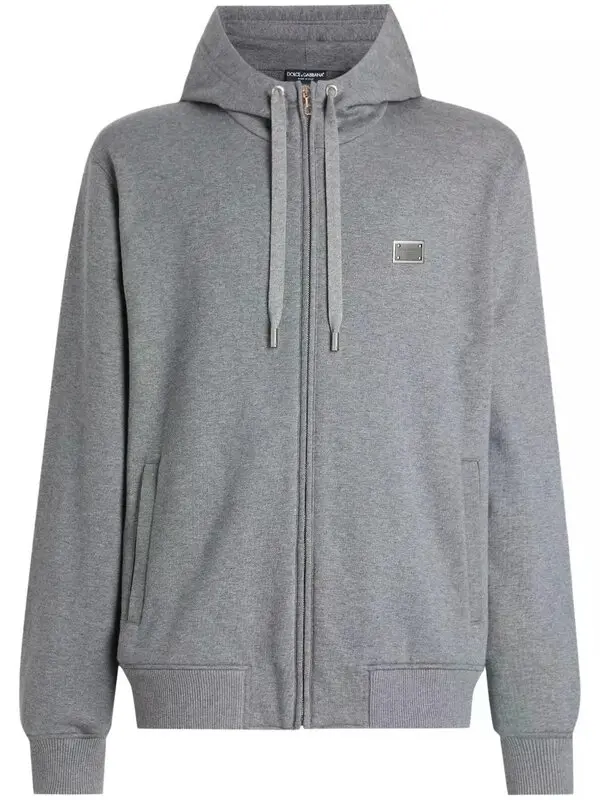 Dolce & Gabbana Zip-up Cotton Hoodie - Grey
