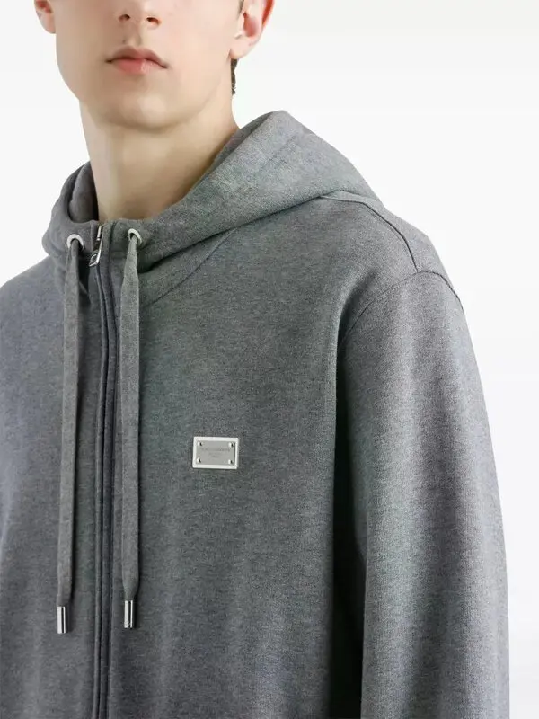 Dolce & Gabbana Zip-up Cotton Hoodie - Grey