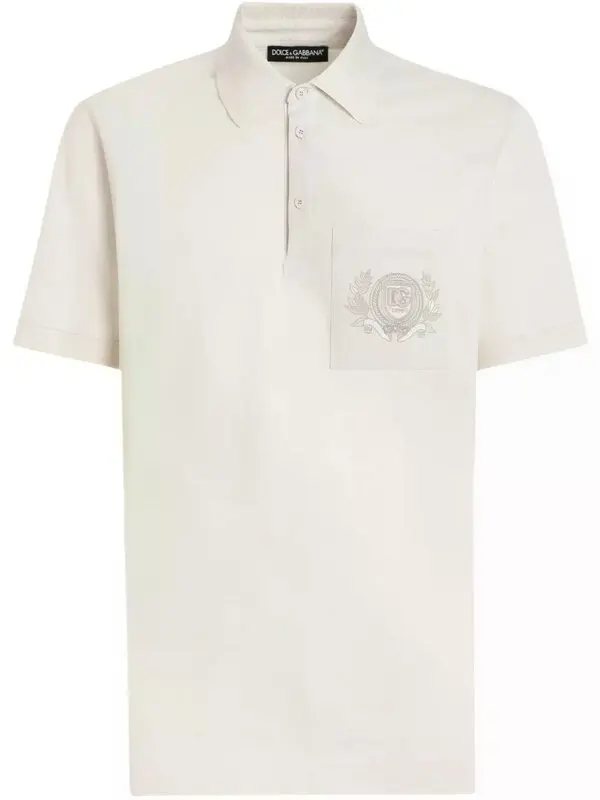 Dolce & Gabbana Logo-embroidered Polo Shirt - Neutrals