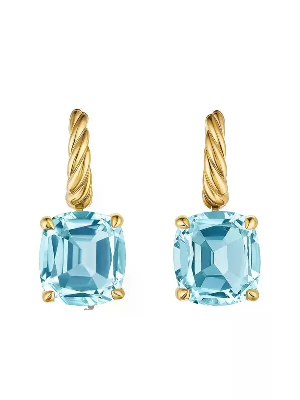 David Yurman 18kt Yellow Marbella™ Blue Topaz Drop Earrings - Gold