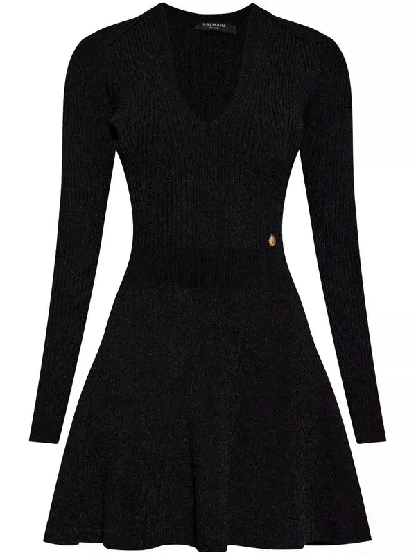 knee length dresses for ladies Balmain Fringe Tweed Mini Dress Blue