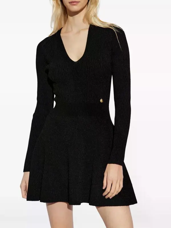 knee length dresses for ladies BALMAIN MONOGRAM VELVET MINI DRESS  TheLuxeLend