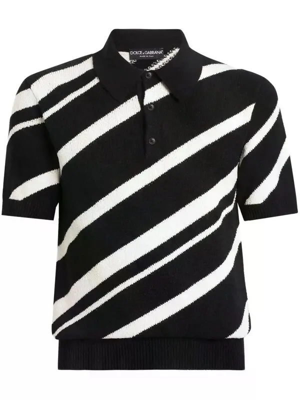 Dolce & Gabbana Striped Polo Shirt - Black