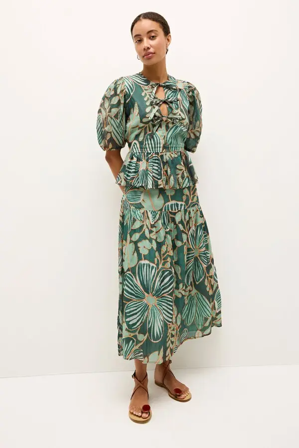 MARIE OLIVER Owens Embroidered Midi Skirt - Primavera