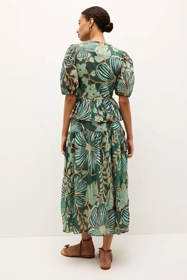 MARIE OLIVER Owens Embroidered Midi Skirt - Primavera