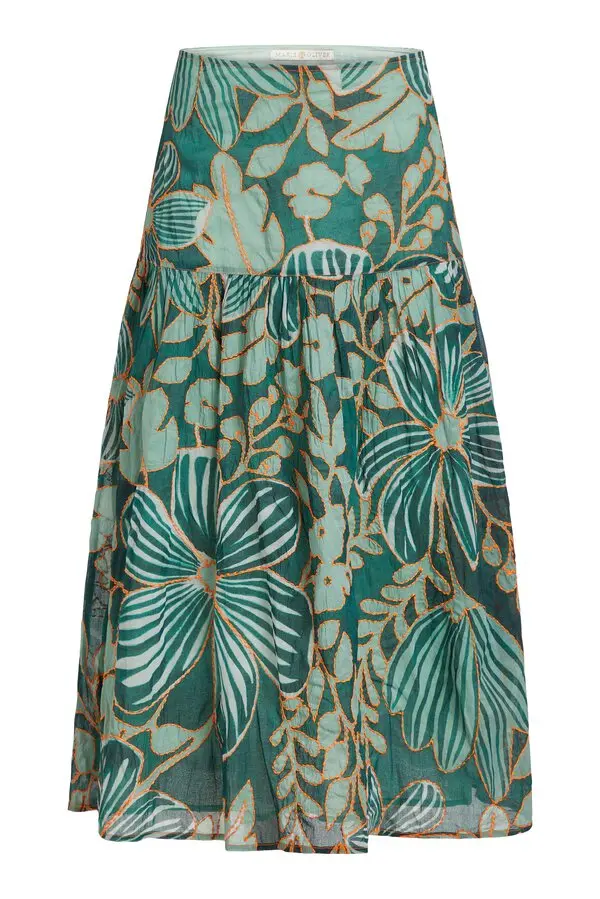 MARIE OLIVER Owens Embroidered Midi Skirt - Primavera