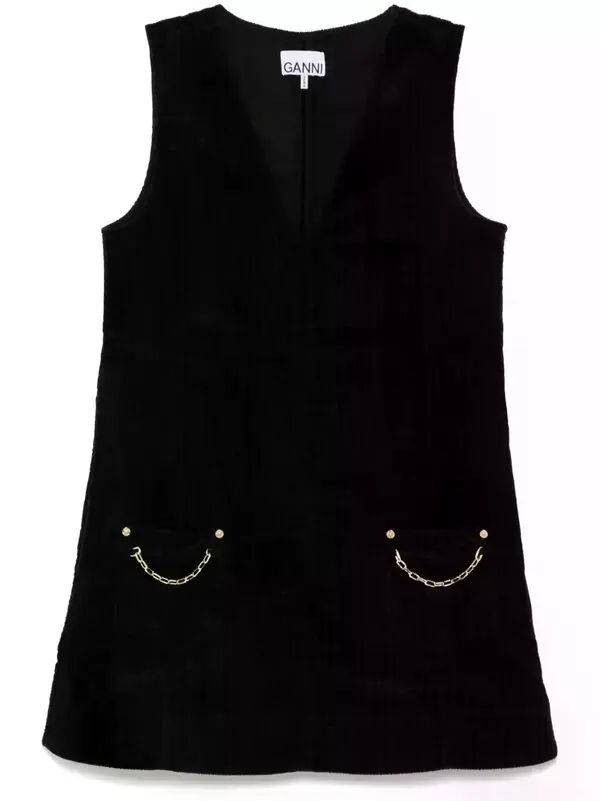 GANNI Corduroy Mini Dress - Black