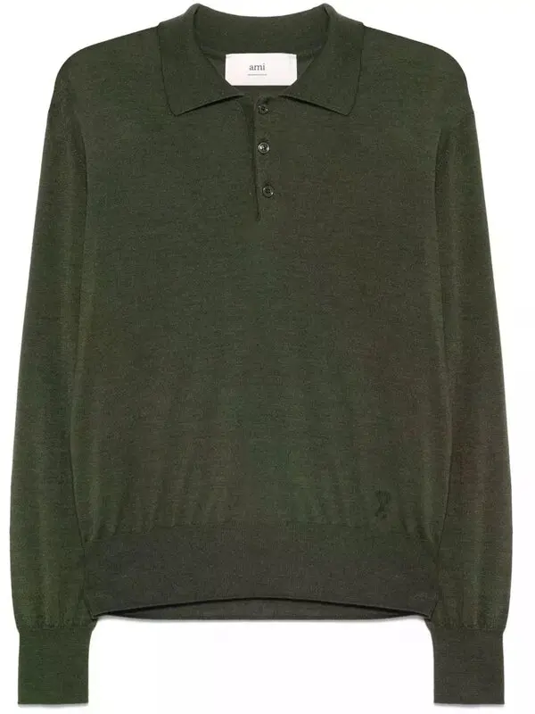 Ami Fine-knit Polo Shirt - Green