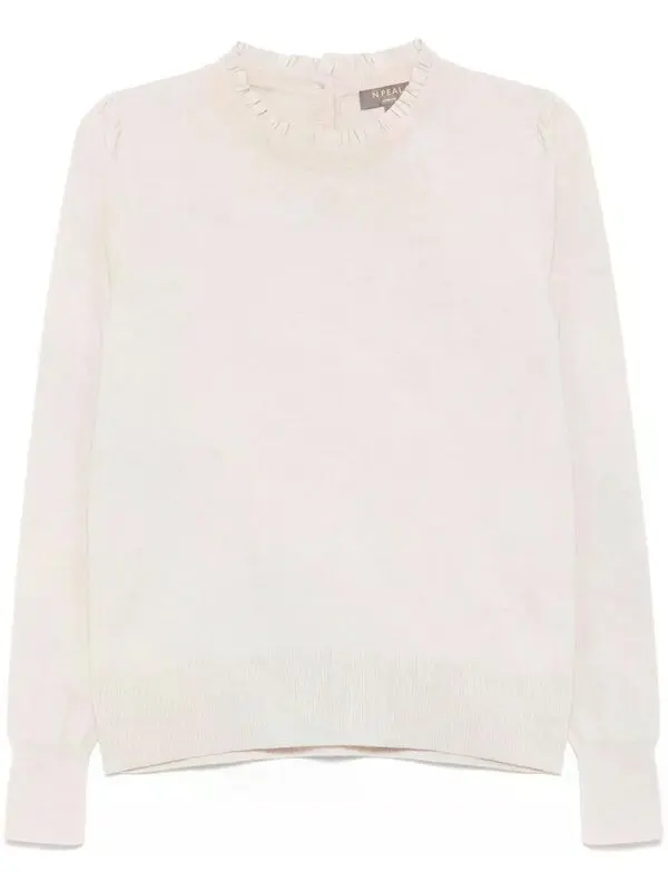 N.peal Woven Ruffle Sweater - Neutrals