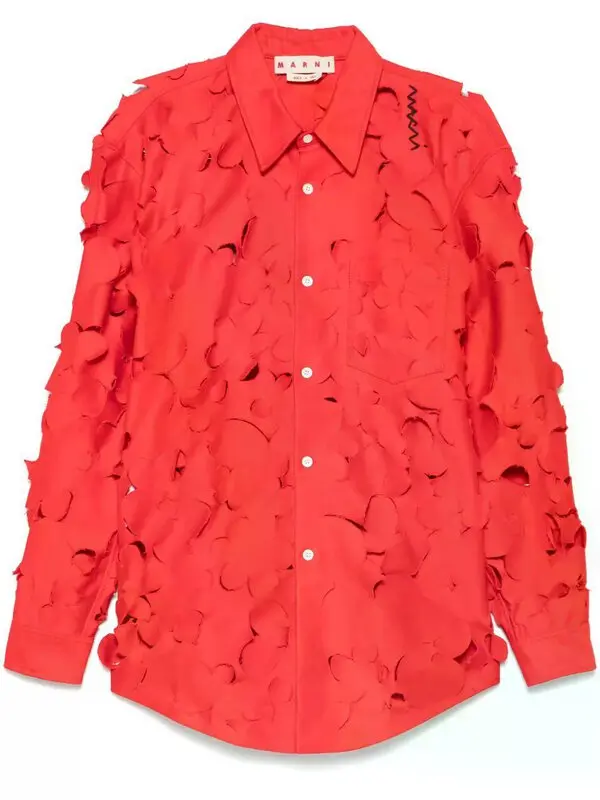 Marni Cut-out Detail Cotton Shirt