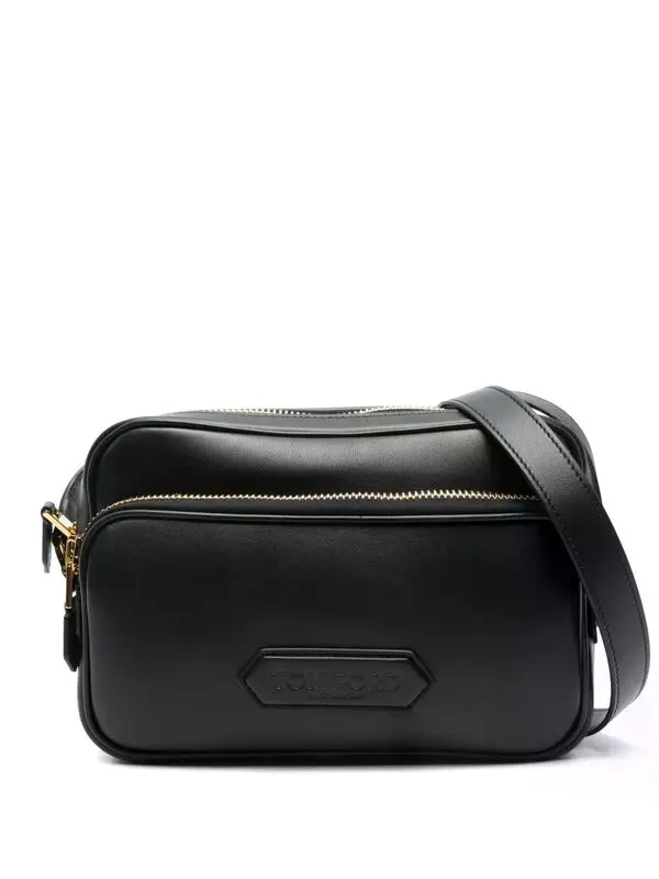 TOM FORD Leather Messenger Bag - Black