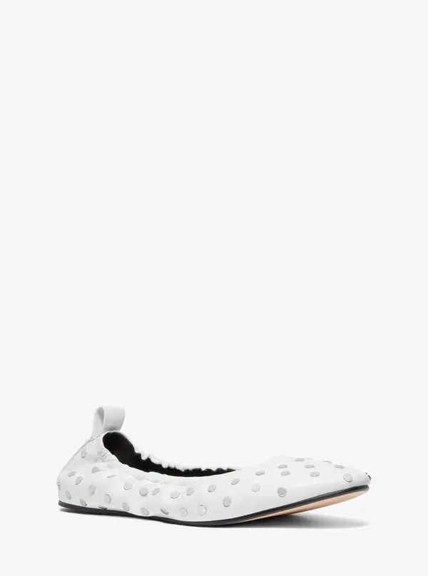Michael Kors Amy Studded Leather Ballet Flat - White