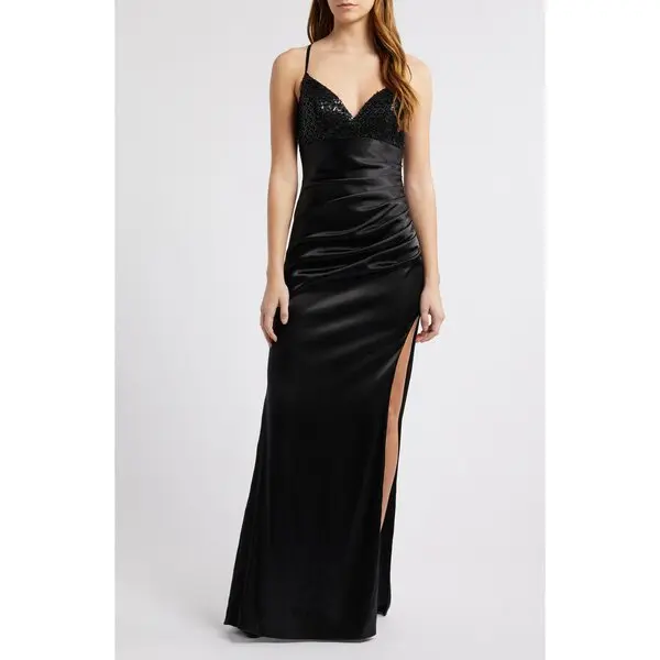 City Studio Bead & Sequin Bust Dress In Black - 55% Off | Editorialist