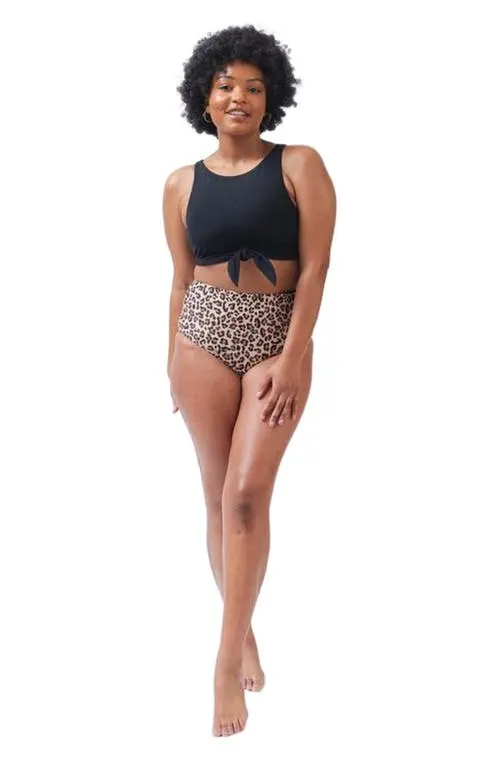 LIME RICKI SWIMWEAR Knotted Crop Top - Black