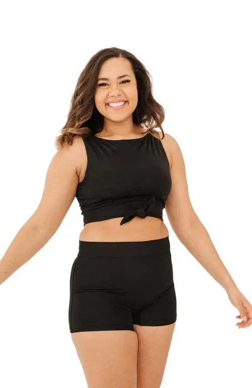 LIME RICKI SWIMWEAR Knotted Crop Top - Black