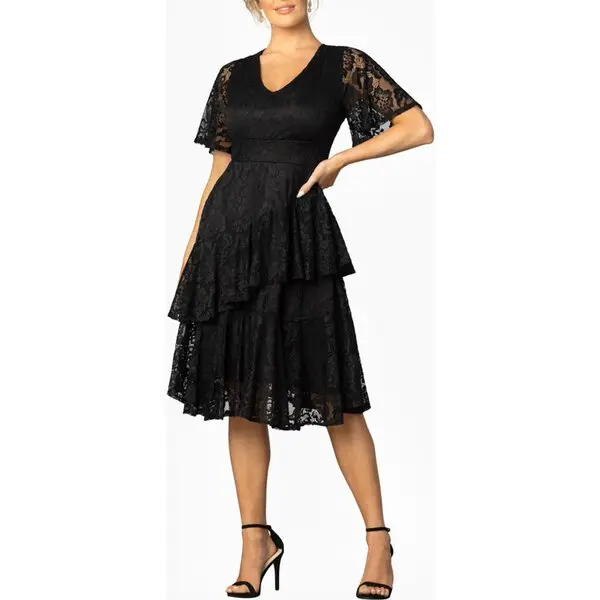 KIYONNA Lace Affair Cocktail Dress - Onyx