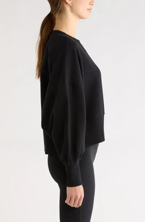 Zella Relaxed Fit Fleece Sweatshirt - Black