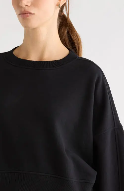 Zella Relaxed Fit Fleece Sweatshirt - Black