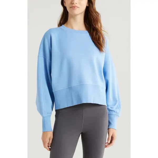 Zella Relaxed Fit Fleece Sweatshirt - Blue Azurine
