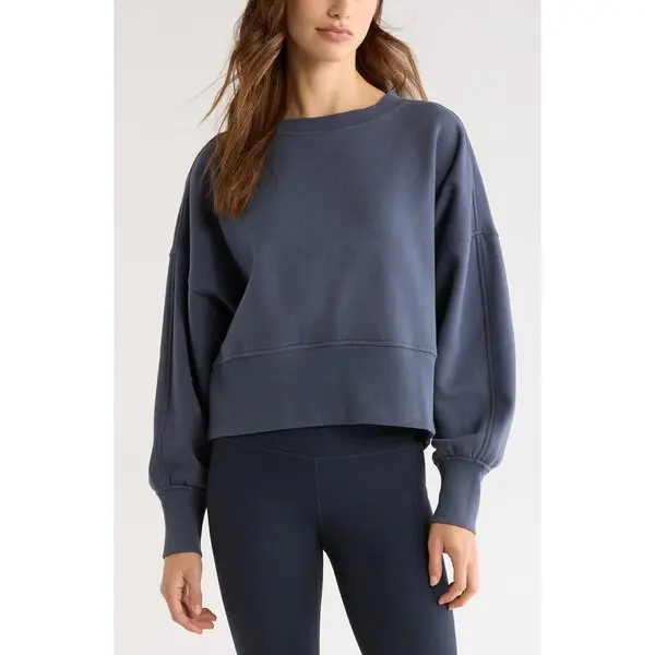 Zella Relaxed Fit Fleece Sweatshirt - Navy Armada