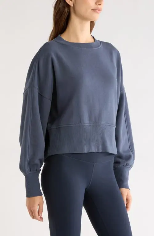 Zella Relaxed Fit Fleece Sweatshirt - Navy Armada