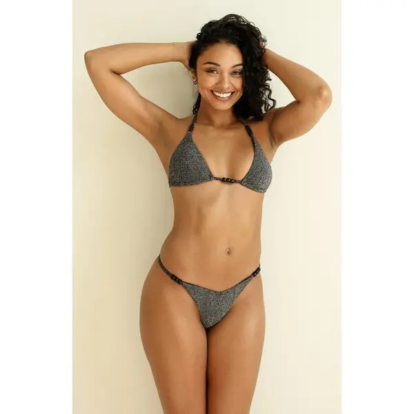 DIPPIN DAISY'S Bali Triangle Bikini Top - Sparkle Black