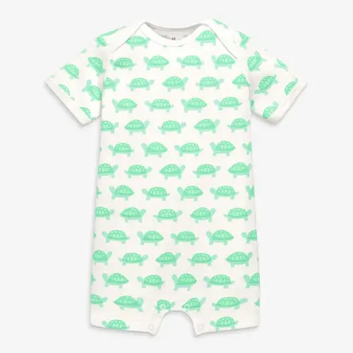 PRIMARY Organic Animal Friends Babysuit Shortie - Clover Baby Turtles