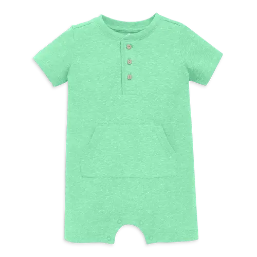 PRIMARY Baby Heathered Henley Shortie - Clover