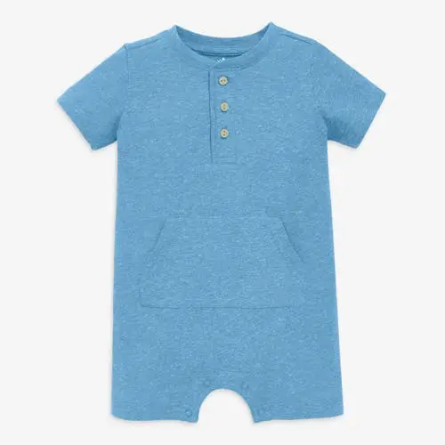 PRIMARY Heathered Henley Shortie - Cornflower