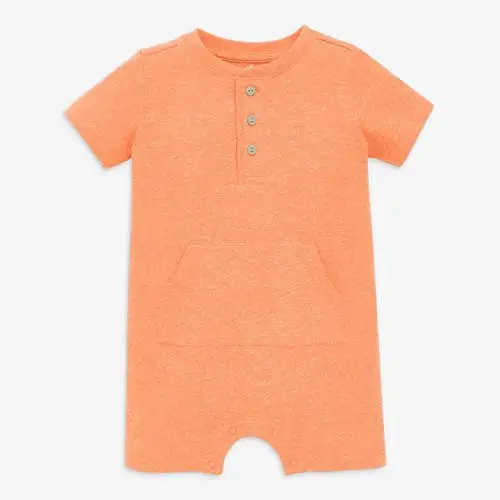 PRIMARY Baby Heathered Henley Shortie - Goldfish