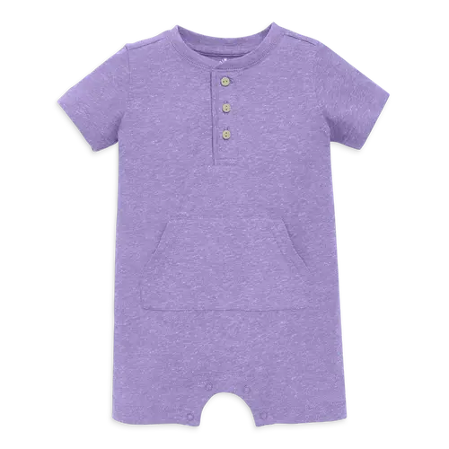 PRIMARY Baby Heathered Henley Shortie - Iris
