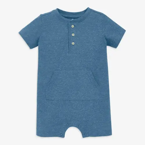 PRIMARY Heathered Henley Shortie - Moonlight