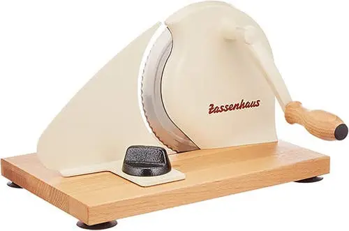 ZASSENHAUS Manual Bread Slicer, Hand Crank Home Bread Slicer - Cream