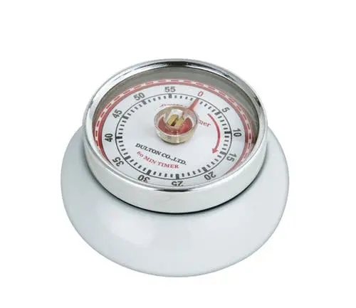 ZASSENHAUS Magnetic Retro 60 Minute Kitchen Timer - White